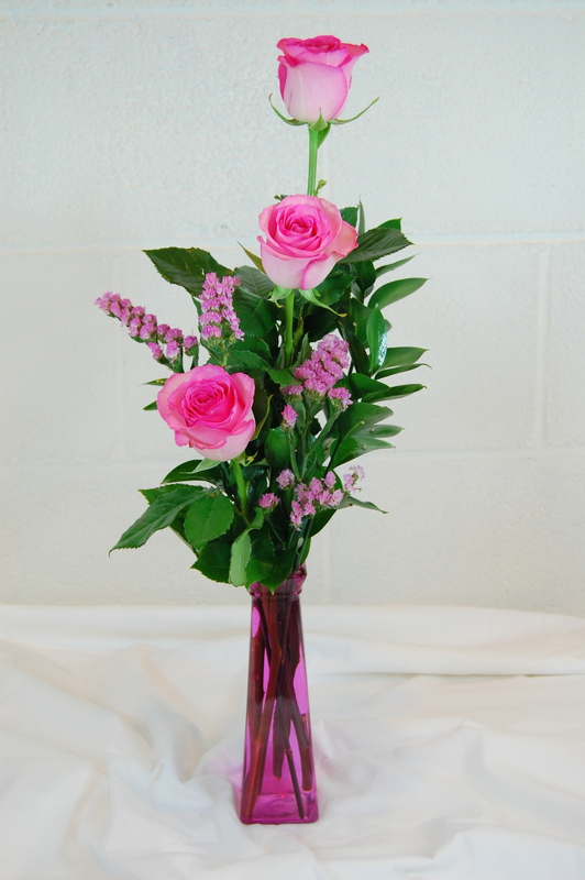 Three Pink Roses :: The Flower Shop