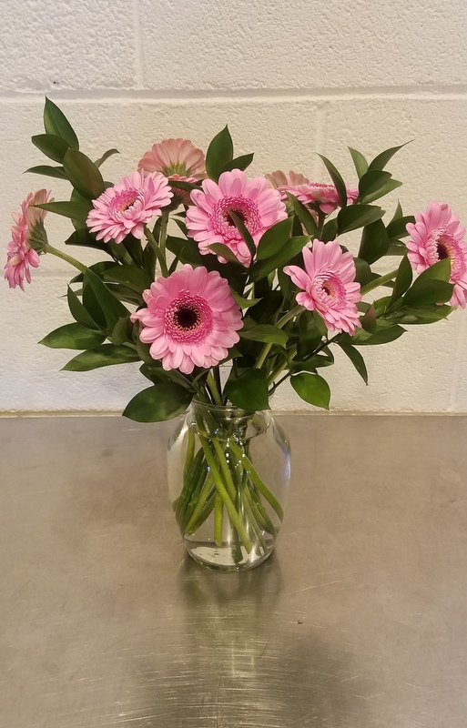 Mini Pink Gerbs in Vase :: The Flower Shop